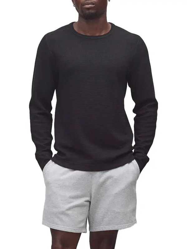 Reigning Champ Lightweight Waffle Stitch Long Sleeve T-shirt - Black