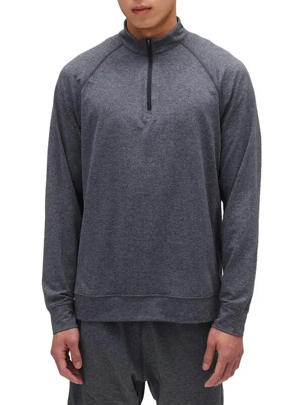 Reigning Champ Recovery Brushed Jersey Quarter Zip Pullover - Heather Navy