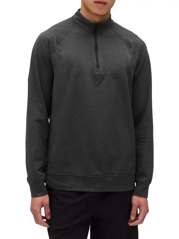 Reigning Champ Recovery Brushed Jersey Quarter Zip Pullover - Heather Washed Black