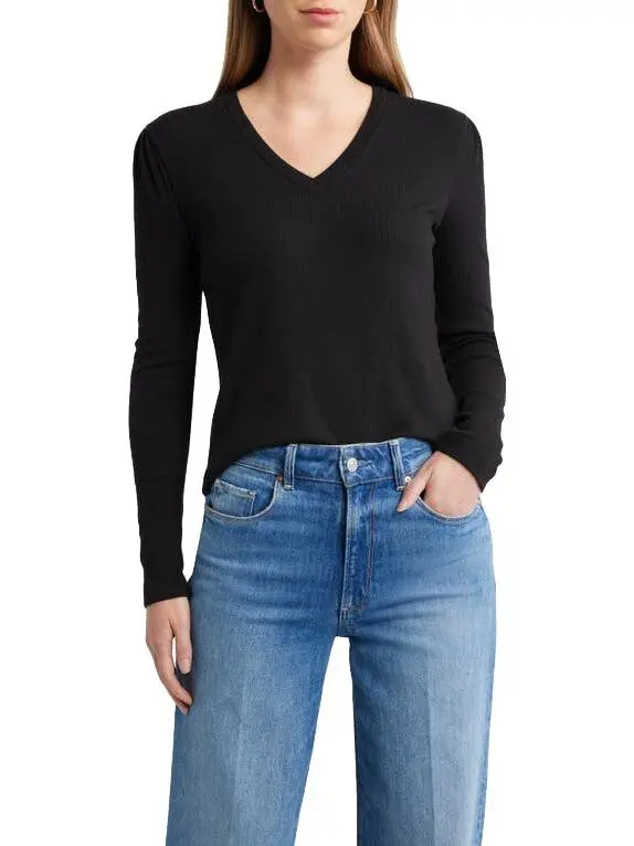 Caslon Long Sleeve Rib T-shirt - Black