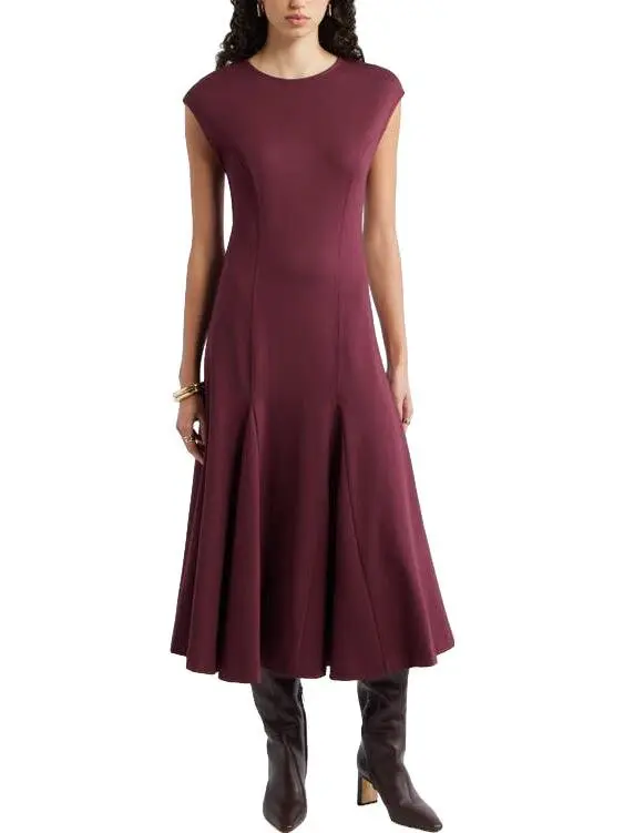 Nordstrom Princess Seam Fit & Flare Dress - Burgundy Royale