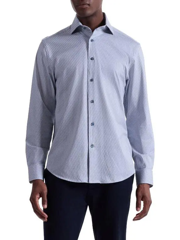 Bugatchi Devon Ooohcotton® Geo Print Button-up Shirt - Air Blue