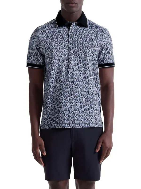 Bugatchi Vance Ooohcotton® Geo Print Polo - Zinc
