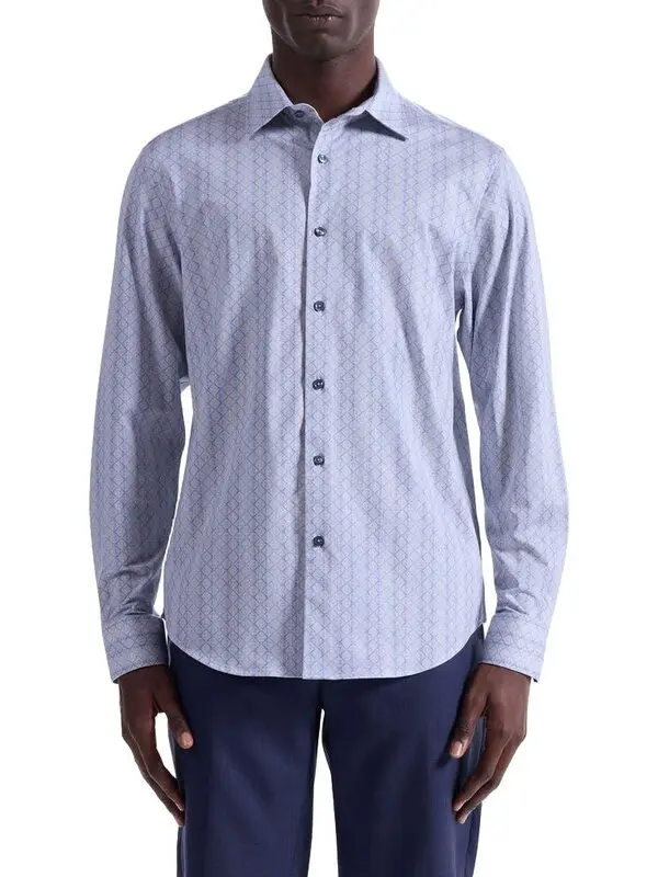Bugatchi James Ooohcotton® Mosaic Print Button-up Shirt - Sand