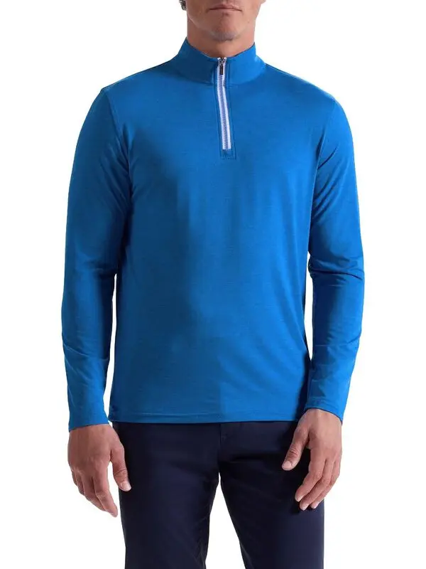 Bugatchi Quarter-zip Pullover With Sun Protection - Classic Blue