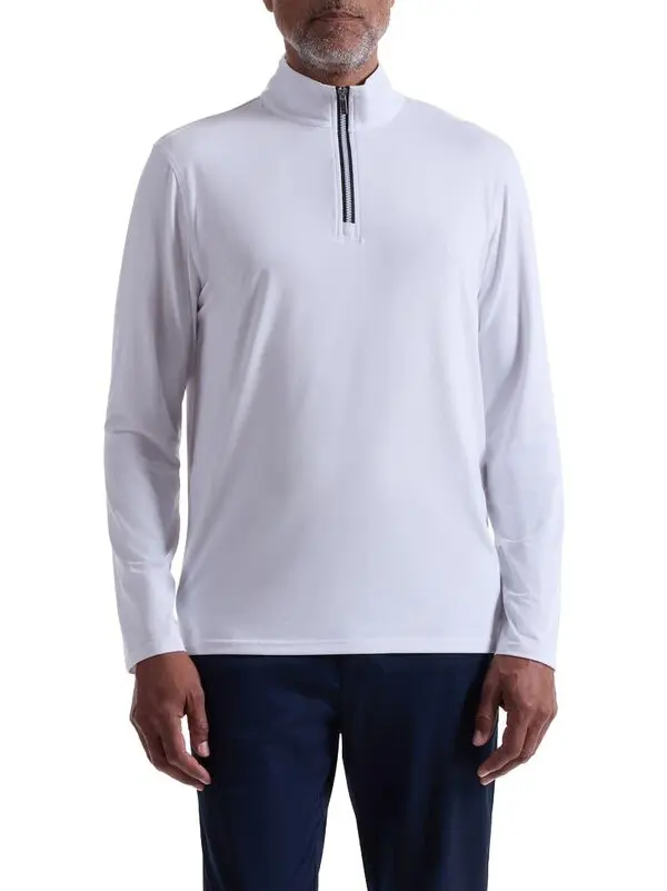 Bugatchi Quarter-zip Pullover With Sun Protection - White