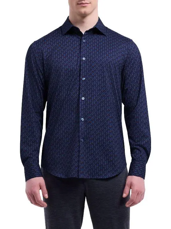 Bugatchi James Ooohcotton® Geo Print Button-up Shirt - Navy