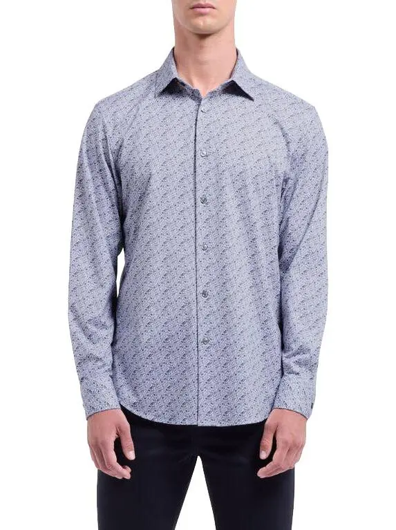 Bugatchi James Ooohcotton® Music Print Button-up Shirt - Platinum