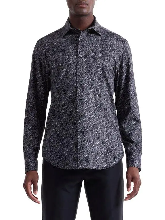 Bugatchi James Ooohcotton® Music Print Button-up Shirt - Black
