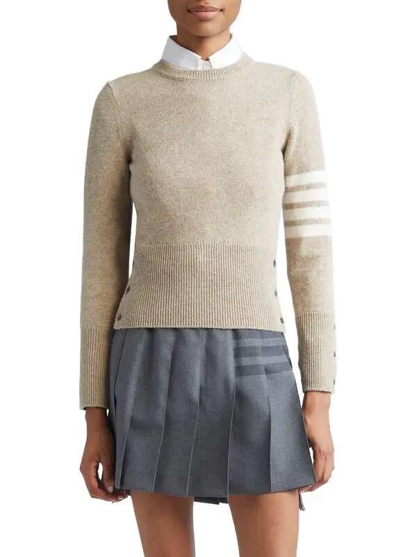 Thom Browne 4-bar Wool Sweater - Khaki