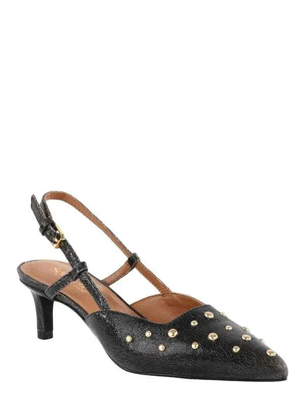 Seychelles Crawford Slingback Kitten Heel Pumps - Black/beige