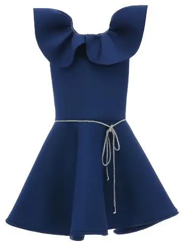 MIMI TUTU Iris Ruffle Dress - Navy