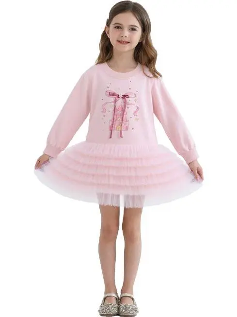 MIMI TUTU Ruffle Ribbon Dress - Pink