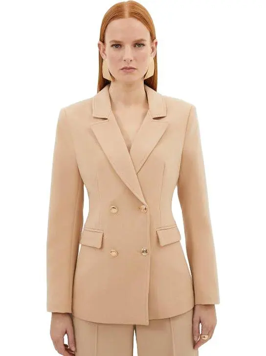 Karen Millen Tailored Double Breasted Blazer - Camel