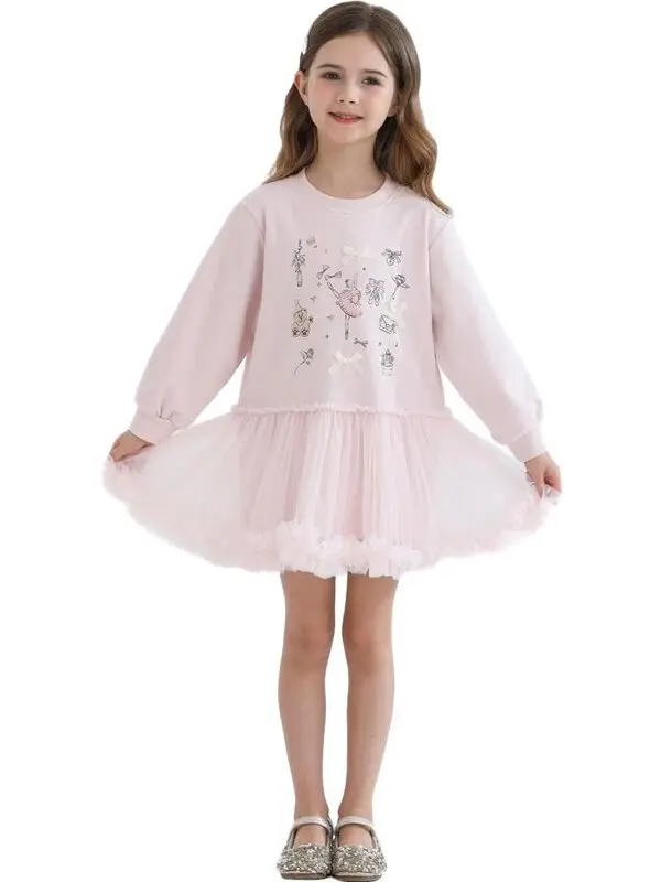MIMI TUTU Ballet Ruffle Bow Dress - Pink