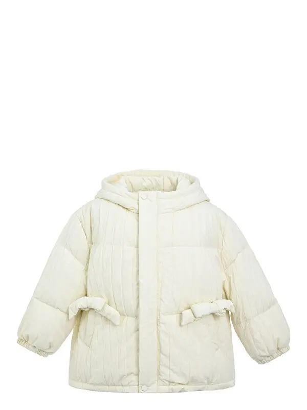 MIMI TUTU Bow Quilted Puffer Jacket - Cream