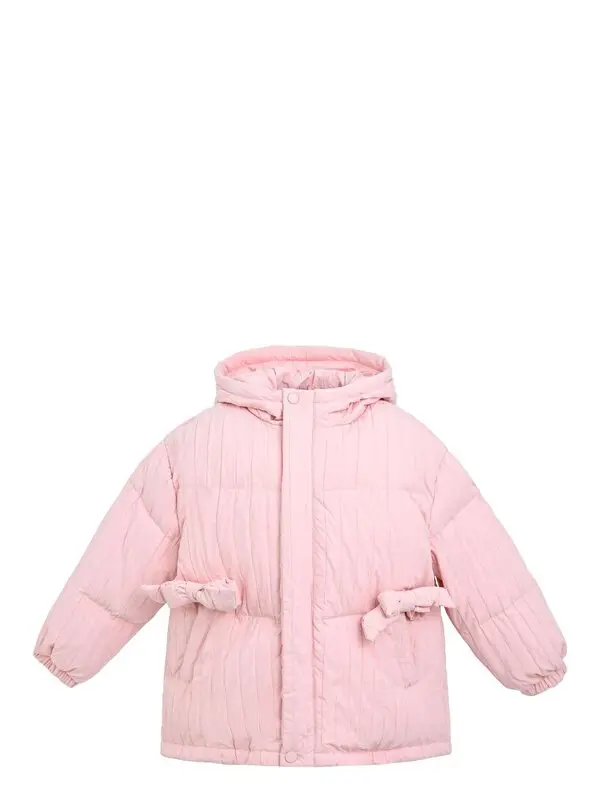 MIMI TUTU Bow Quilted Puffer Jacket - Pink