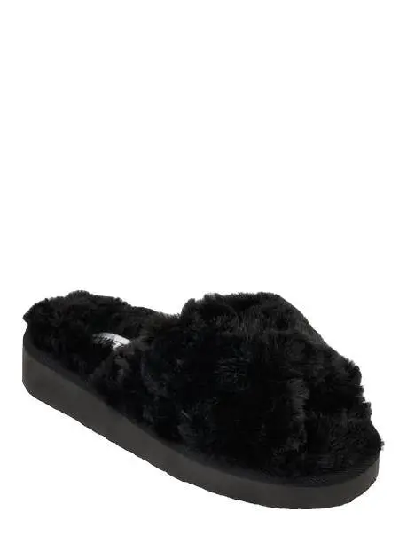 Minnetonka Teddy Faux Fur Slippers - Black