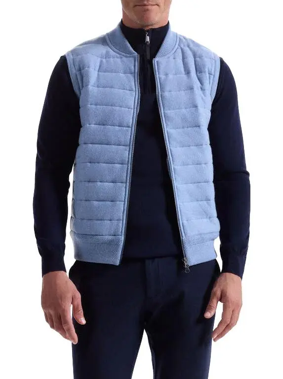Bugatchi Quilted Cotton Zip Sweater Vest - Air Blue