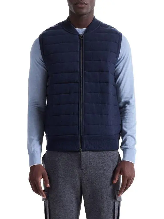 Bugatchi Quilted Cotton Zip Sweater Vest - Navy