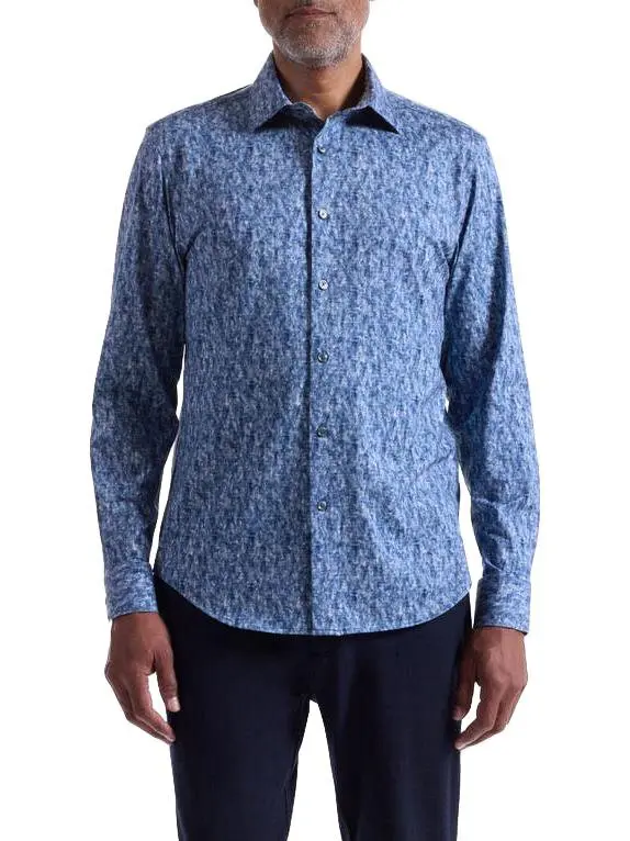 Bugatchi Jimmy Ooohcotton® Abstract Print Button-up Shirt - Cobalt