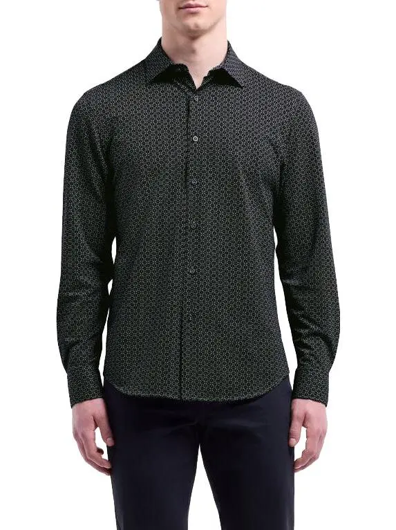 Bugatchi James Ooohcotton® Geo Print Button-up Shirt - Black