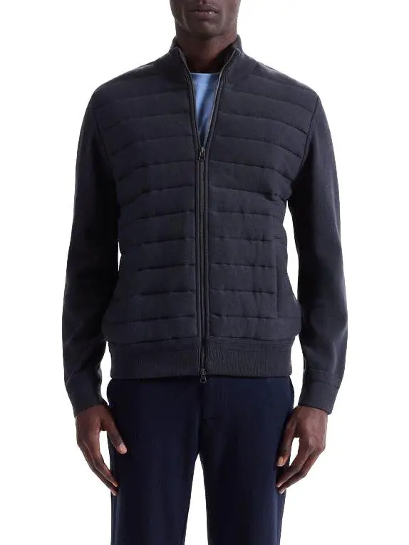 Bugatchi Quilted Zip-up Sweater Jacket - Navy