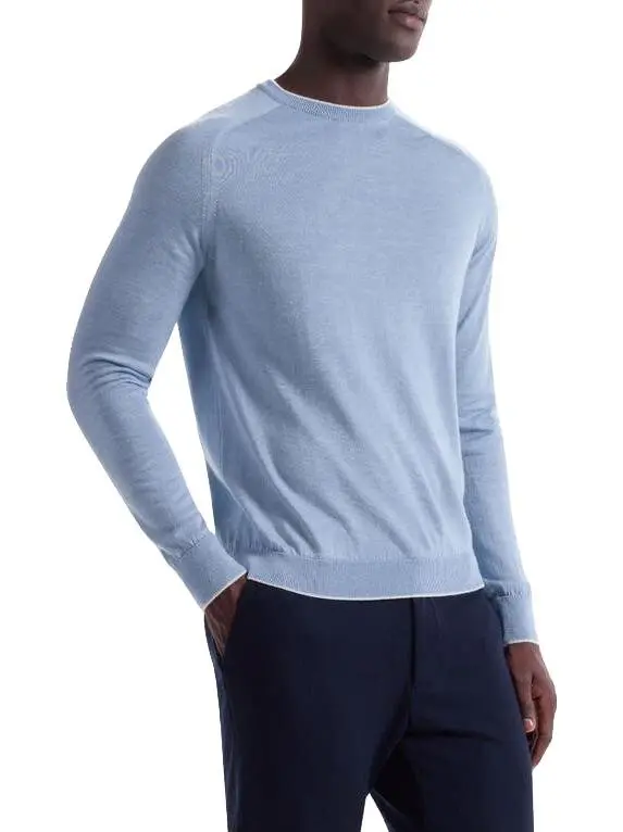 Bugatchi Lightweight Merino Wool-blend Crewneck Sweater - Air Blue