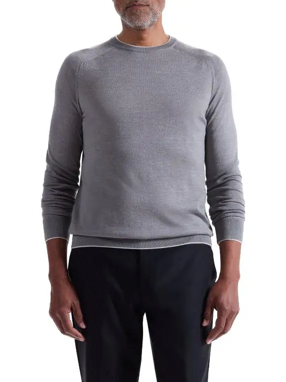 Bugatchi Lightweight Merino Wool-blend Crewneck Sweater - Zinc