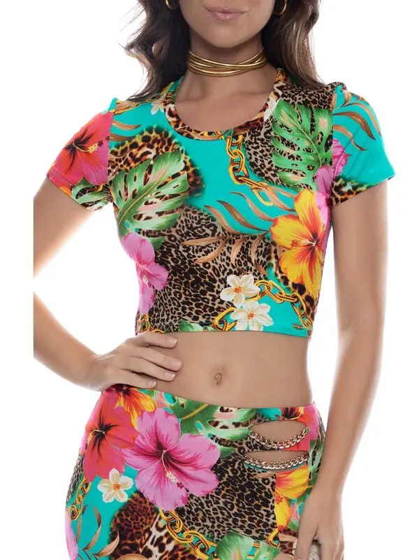 Luli Fama Printed Crop Top - Floral