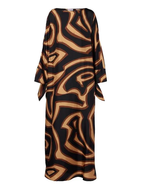 Emilio Pucci Labirinto Silk Satin Kaftan - Brown