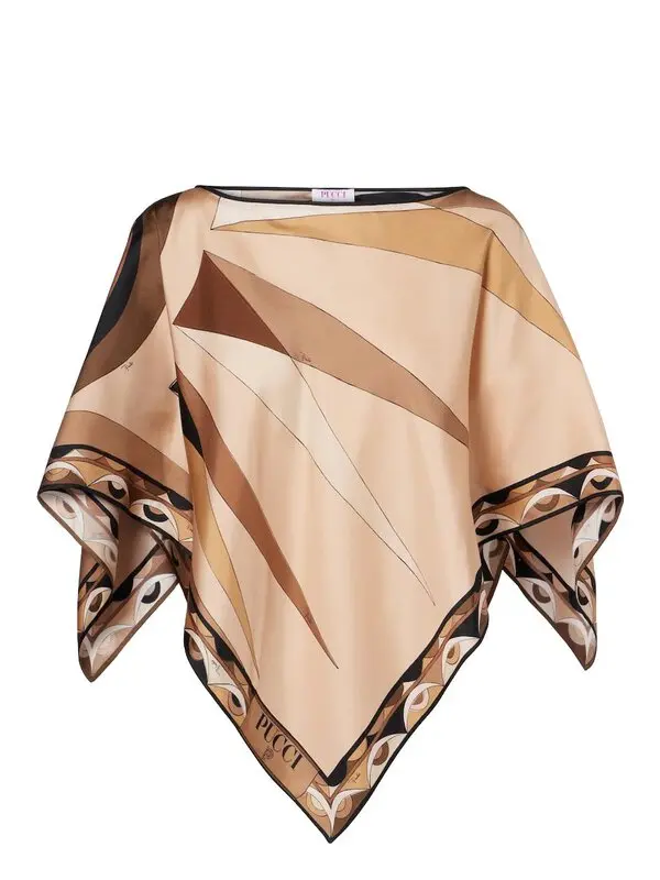Emilio Pucci Hawaii Silk Satin Cape - Brown