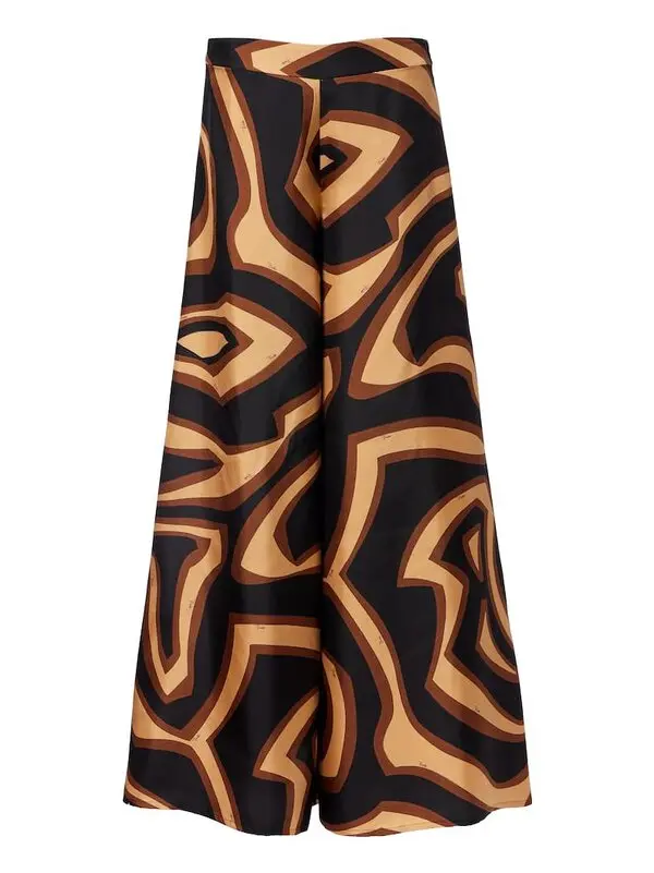 Emilio Pucci Labirinto Silk Satin Wide-leg Pants - Black