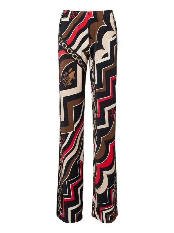 Emilio Pucci Printed Jersey Satin Straight Pants - Multicoloured