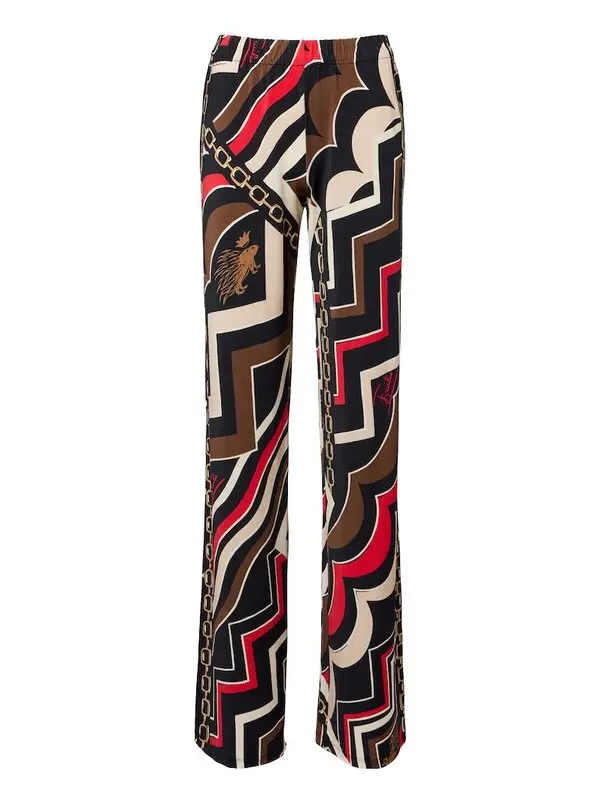 Emilio Pucci Printed Jersey Satin Straight Pants - Multicoloured