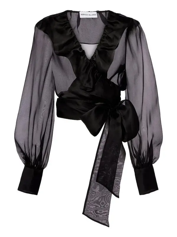 Rebecca Vallance Anjou Sheer Silk Organza Blouse - Black