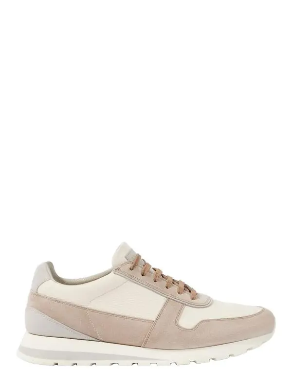 Brunello Cucinelli Suede-trimmed Leather Sneakers - Neutrals