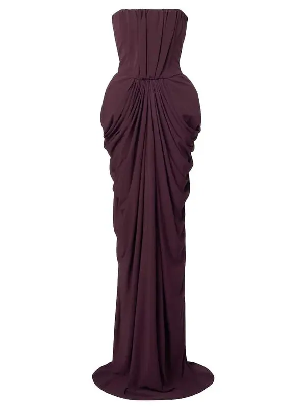 Stella McCartney Strapless Crêpe Jersey Gown - Brown