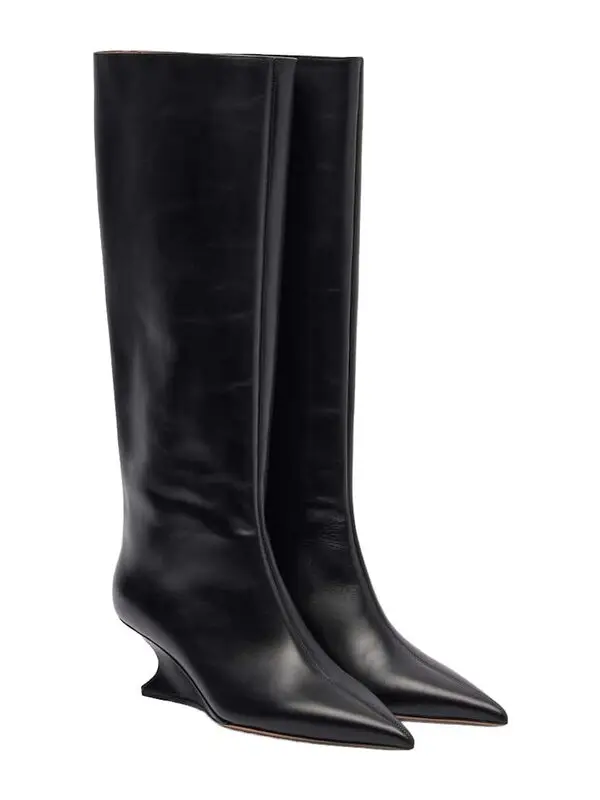 Paris Texas Nina 50 Leather Knee-high Boots - Black
