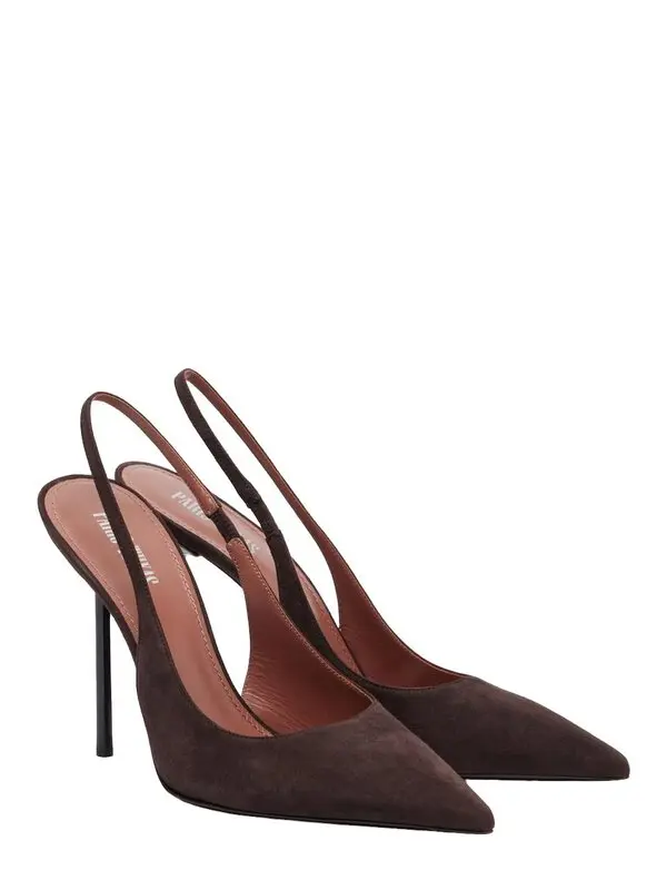 Paris Texas Lidia 105 Suede Slingback Pumps - Brown