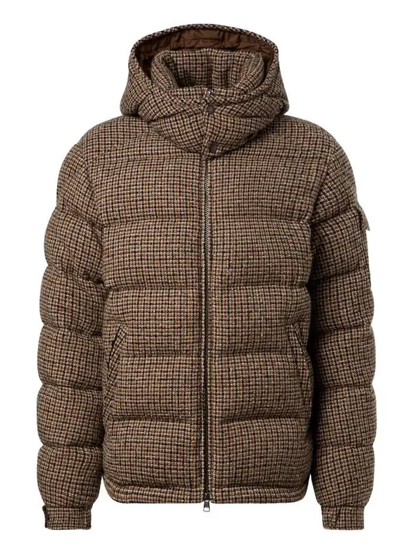 Moncler Montgenevre Checked Bouclé Down Jacket - Brown