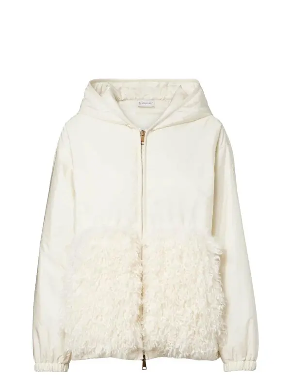 Moncler Paneled Zip-up Hoodie - White