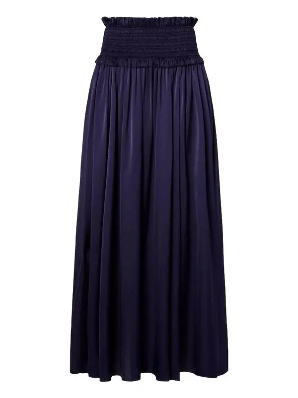 Zimmermann Dream Shirred Silk Maxi Skirt - Blue