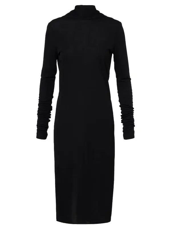 TOTÊME Draped Jersey Midi Dress - Black
