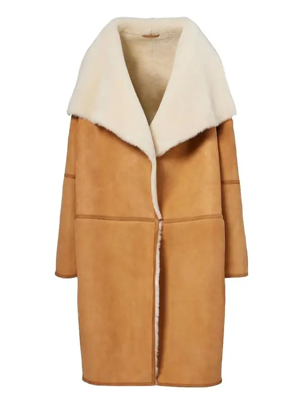 TOTEME Shearling-trimmed Suede Coat - Beige