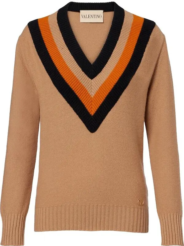 Valentino Garavani Virgin Wool V-neck Sweater - Brown