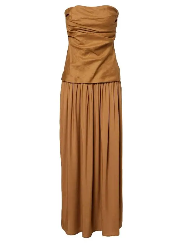 Faithfull The Brand Hedy Gathered Linen Maxi Dress - Brown