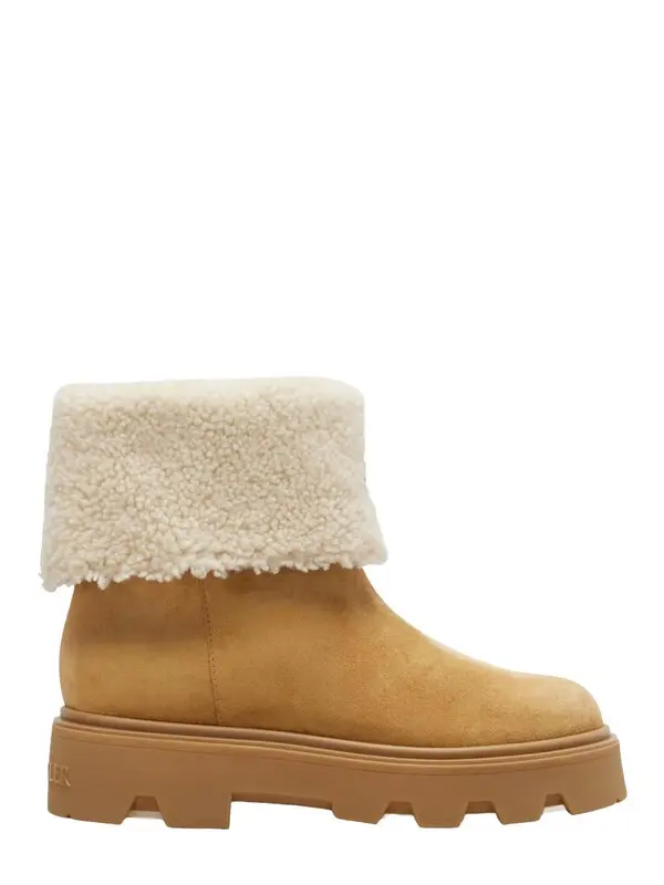 Moncler Aurea Shearling-lined Suede Ankle Boots - Beige