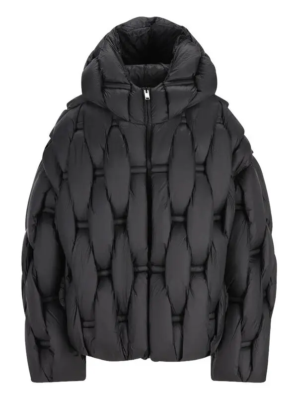 RAXXY Quilted Hooded Zip-up Jacket - Black