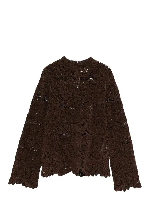 Loulou De Saison Wade Stand-collar Silk Sweater - Brown